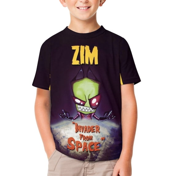 Boys Girls Inva-der Monster Z1m Gir T-Shirt Crewneck Short Sleeve Tee ...