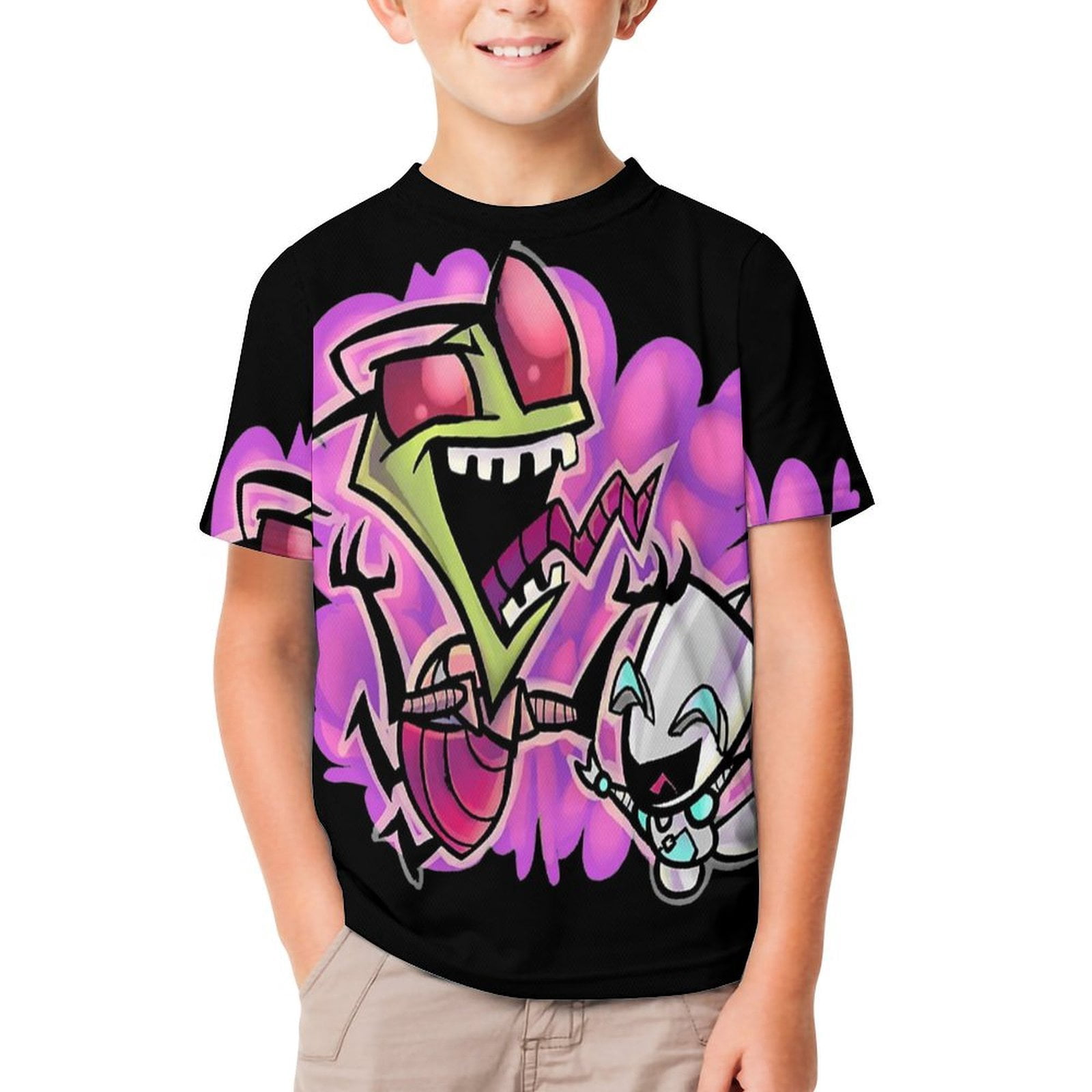 Boys Girls Inva-der Monster Z1m Gir T-Shirt Crewneck Short Sleeve Tee ...