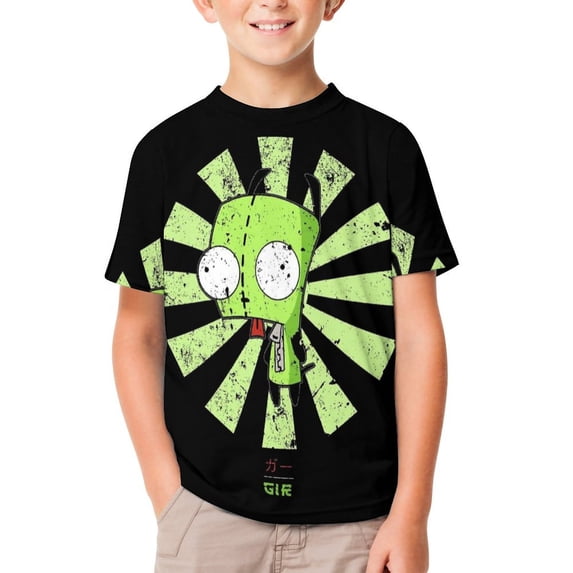 Boys Girls Inva-der Monster Z1m Gir T-Shirt Crewneck Short Sleeve Tee ...