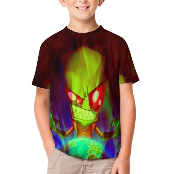 Boys Girls Inva-der Monster Z1m Gir T-Shirt Crewneck Short Sleeve Tee ...