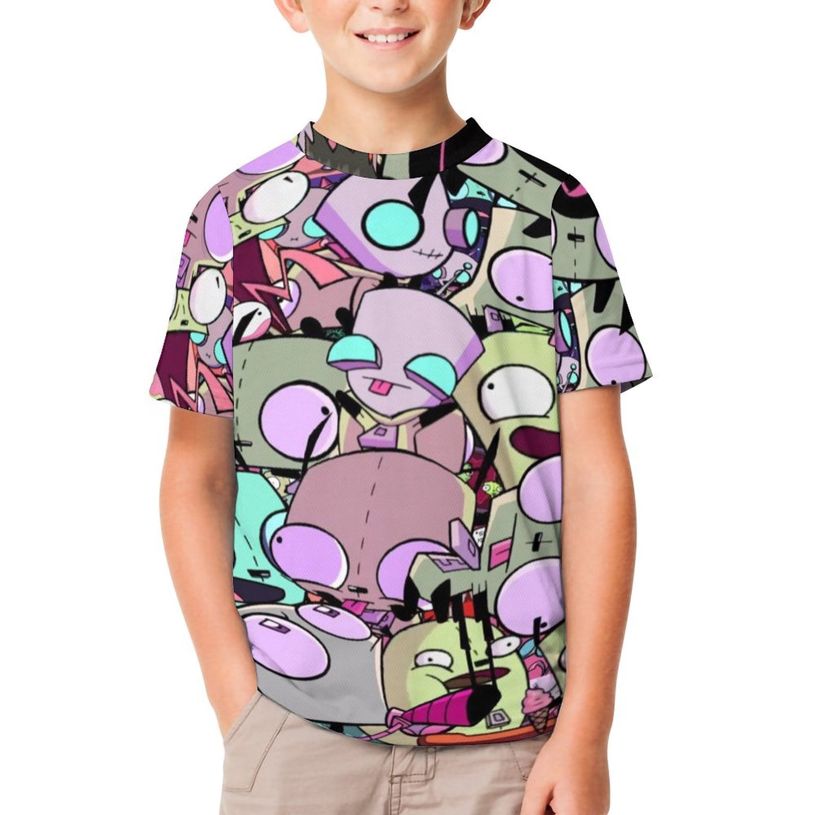 Boys Girls Inva-der Monster Z1m Gir T-Shirt Crewneck Short Sleeve Tee ...