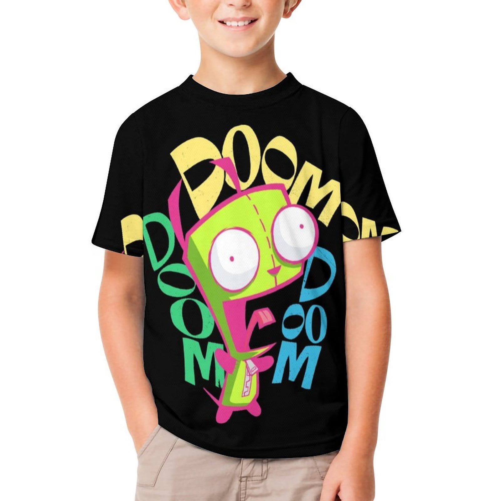 Boys Girls Inva-der Monster Z1m Gir T-Shirt Crewneck Short Sleeve Tee ...