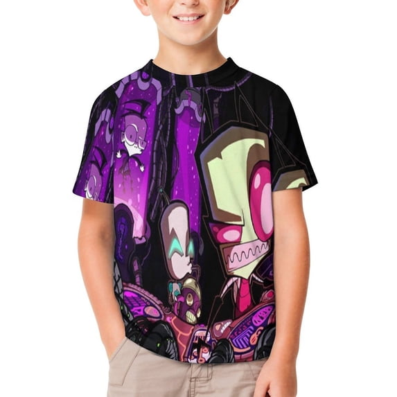 Boys Girls Inva-der Monster Z1m Gir T-Shirt Crewneck Short Sleeve Tee ...