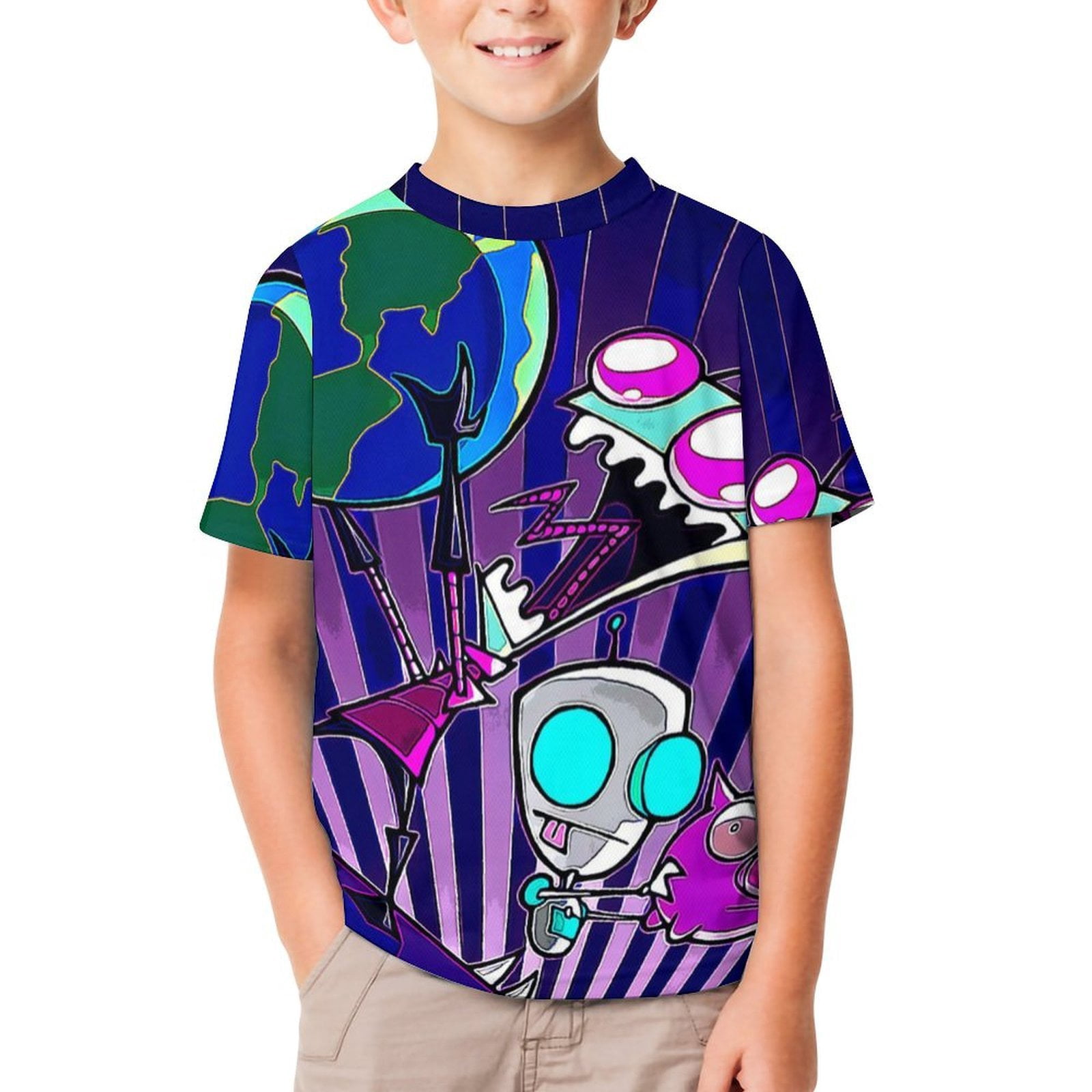 Boys Girls Inva-der Monster Z1m Gir T-Shirt Crewneck Short Sleeve Tee ...