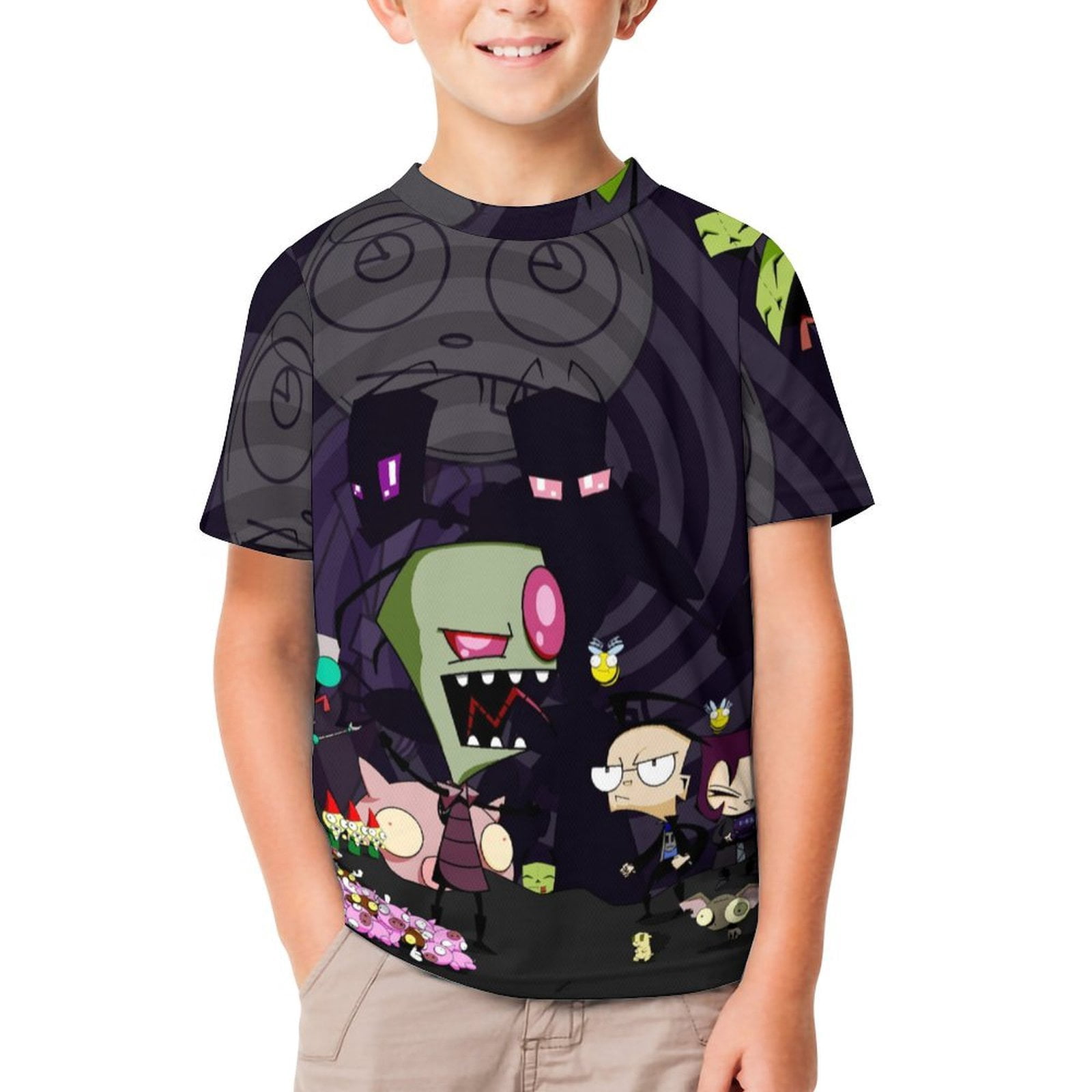 Boys Girls Inva-der Monster Z1m Gir T-Shirt Crewneck Short Sleeve Tee ...