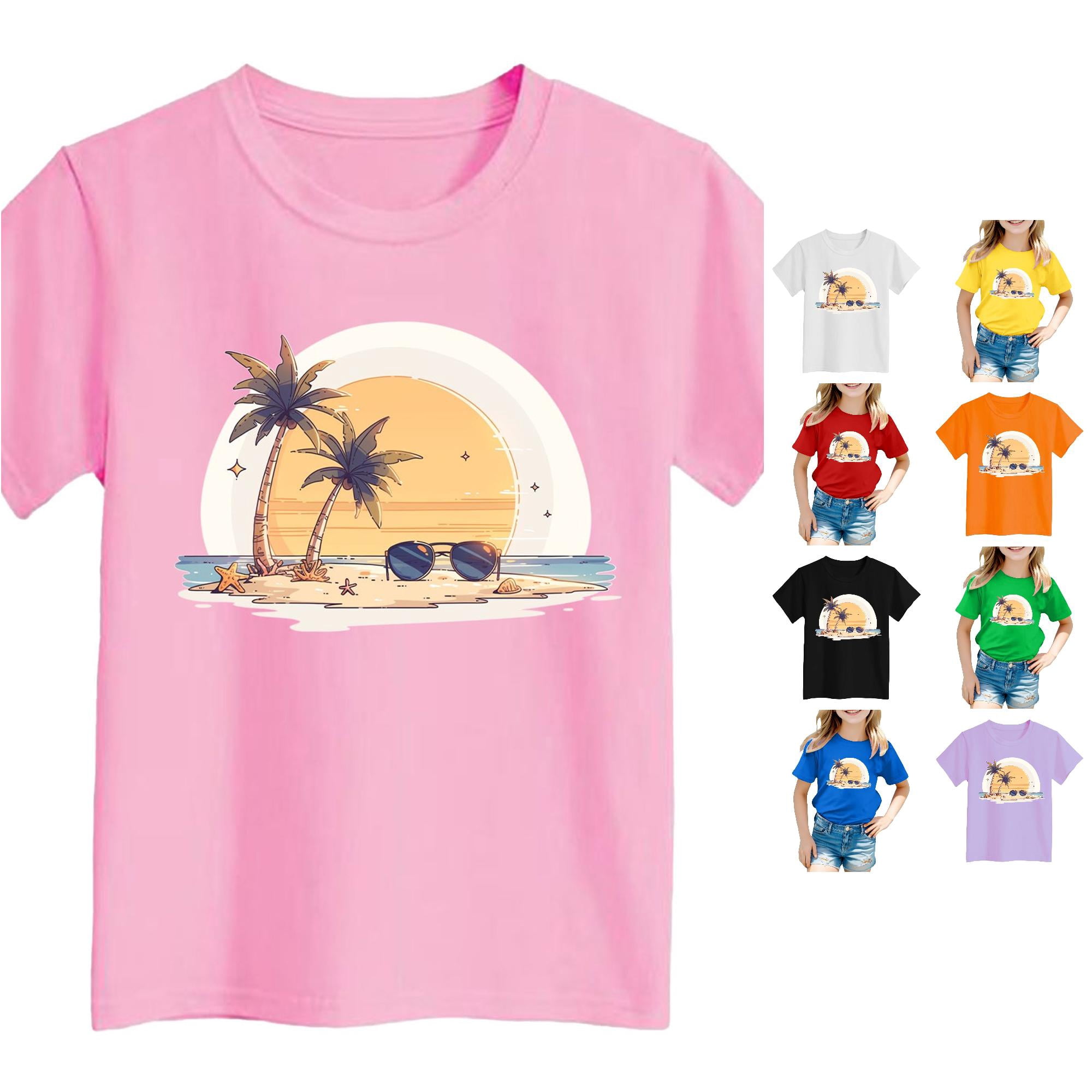 Boys Girls' Island Print Casual T Shirt Fashion Kids' Comfort Fit Top ...