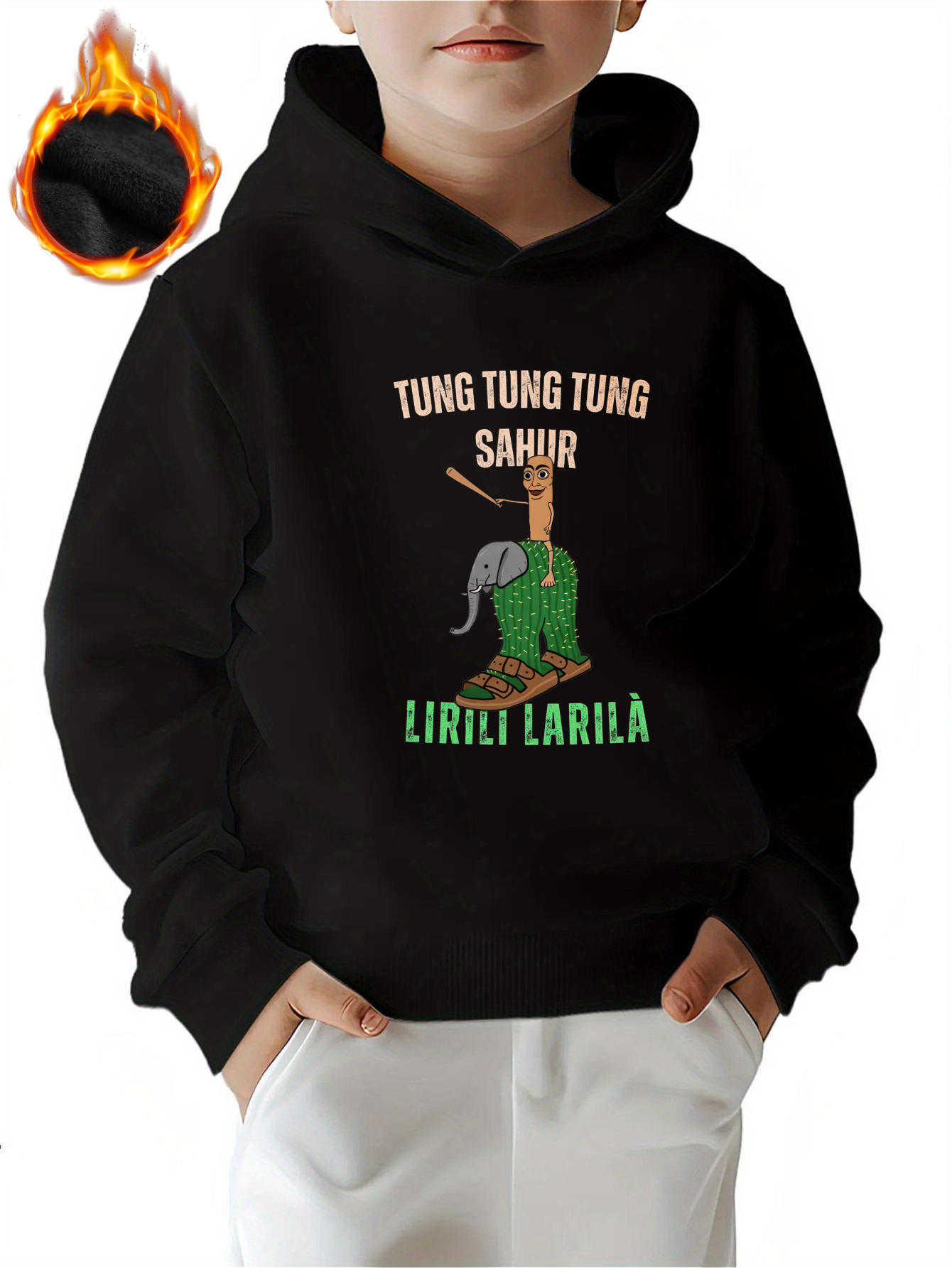 Boys and Girls Italian Brainrot Style Tung Tung and Lirli Hoodie With ...