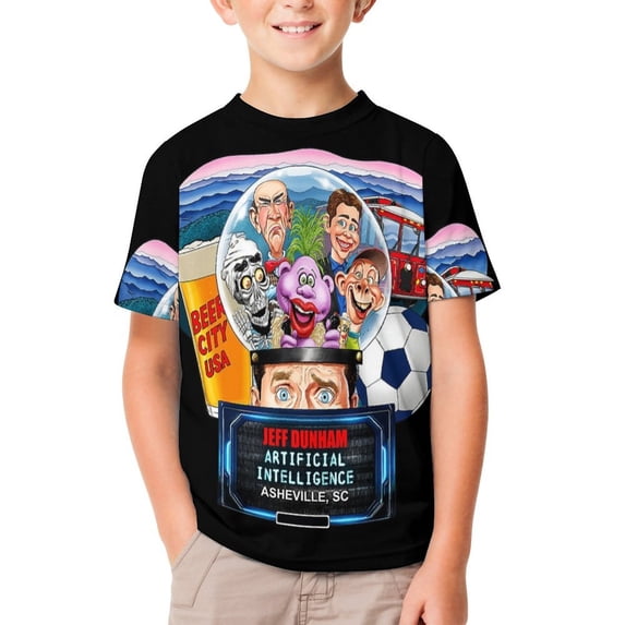 Boys Girls Jeff Retro Dun-haw T-Shirt Crewneck Short Sleeve Tee Shirt ...