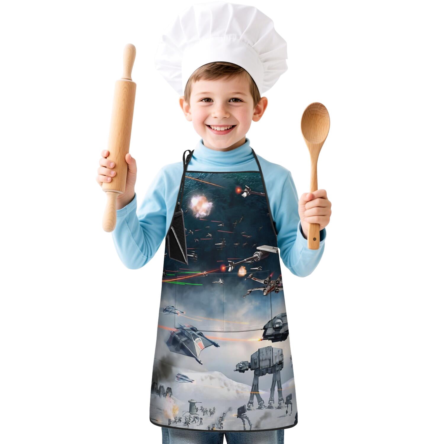 Boys Girls Kids Apron with Pocket,Outer Space Galaxy Wars Adjustable ...
