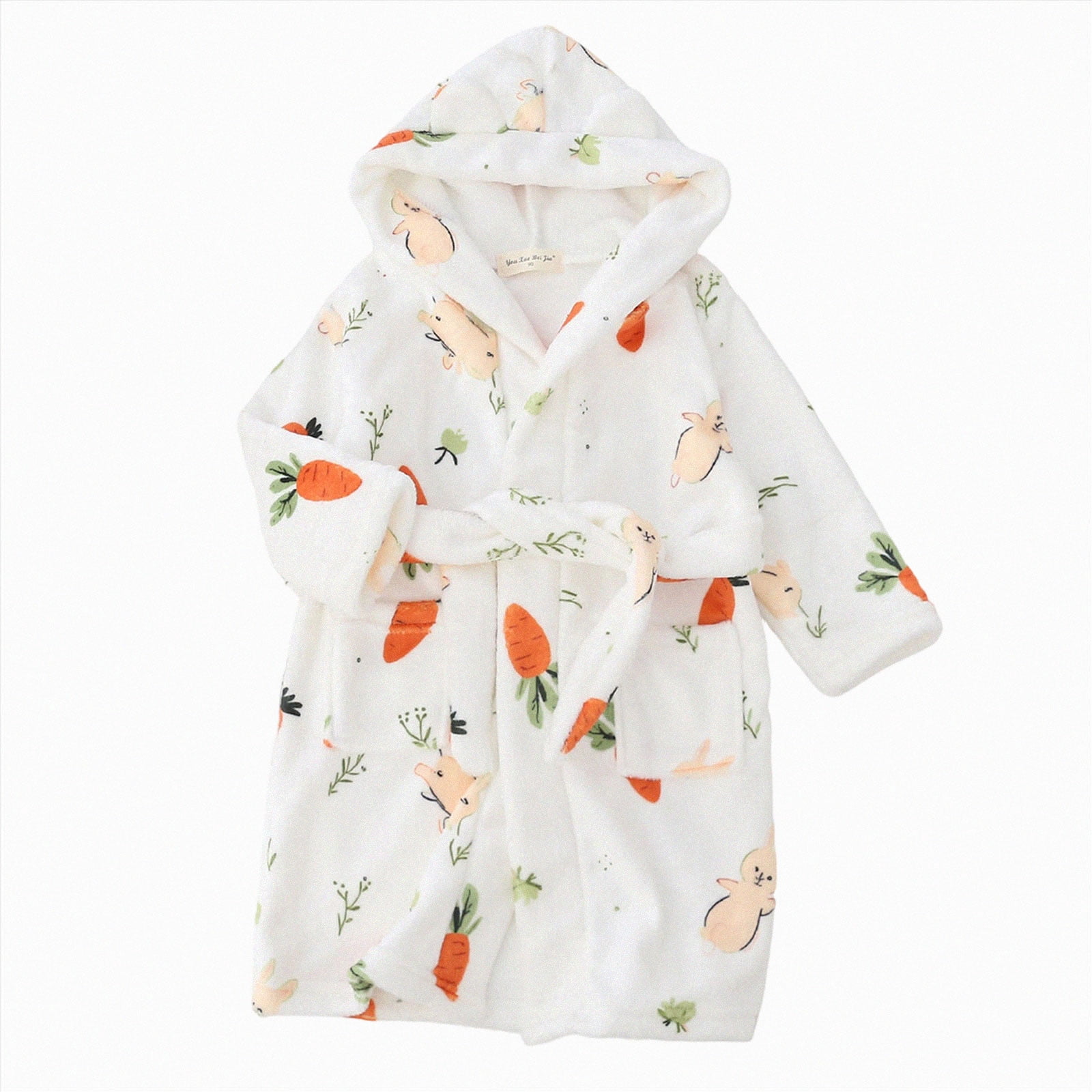 Boys Girls Kids Cartoon Hooded Bathrobe Flannel Toddler Robe Pajamas ...