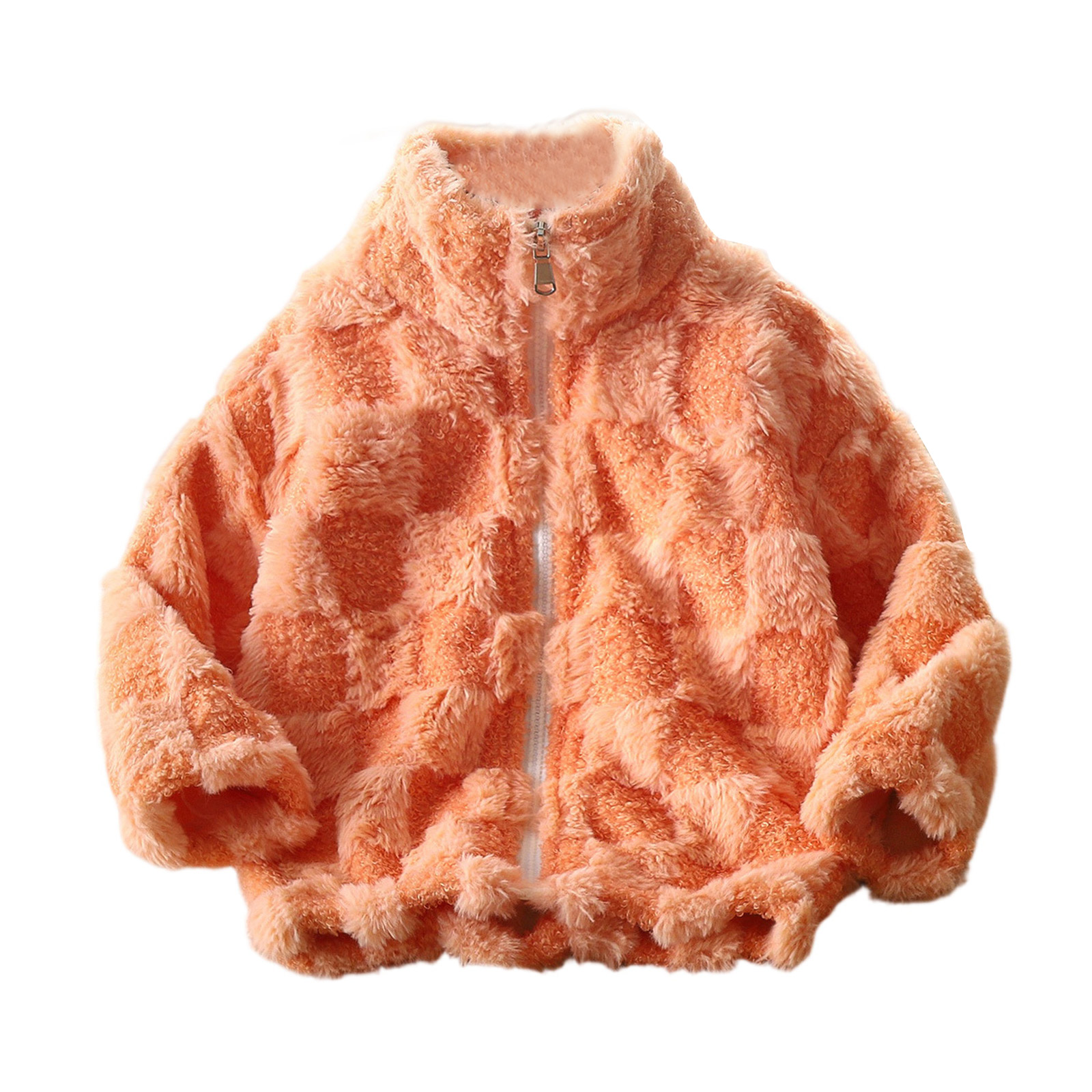 Boys Girls Kids Fleece Jackets Checkerboard Button Winter Warm Sherpa ...