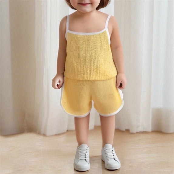 Boys Girls Kids Two Piece Sets Sleeveless Camisole Loose Elastic Waist ...