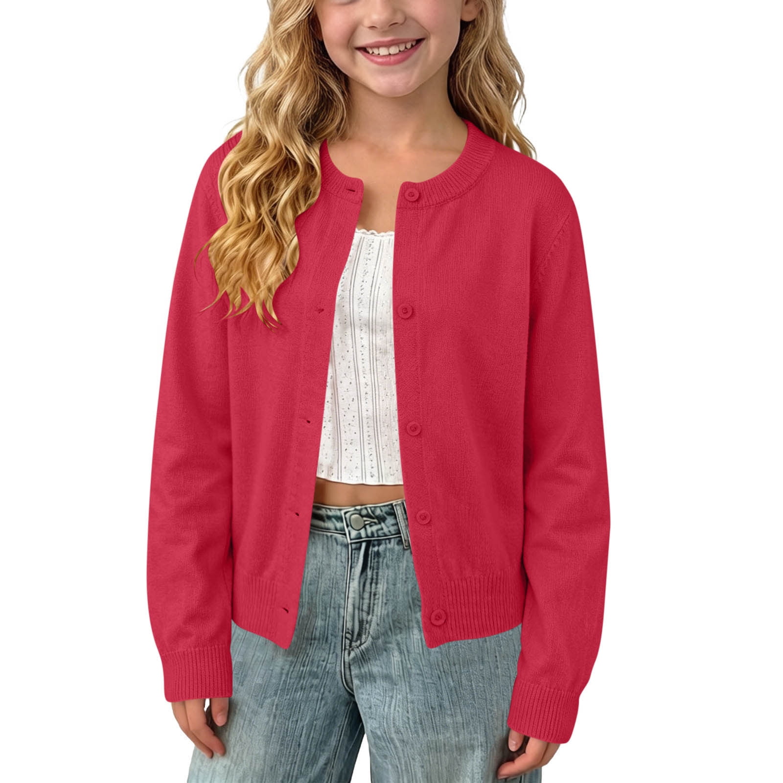 Boys Girls Knitted Cardigan Casual Preppy Stylish Sweater Outwear ...