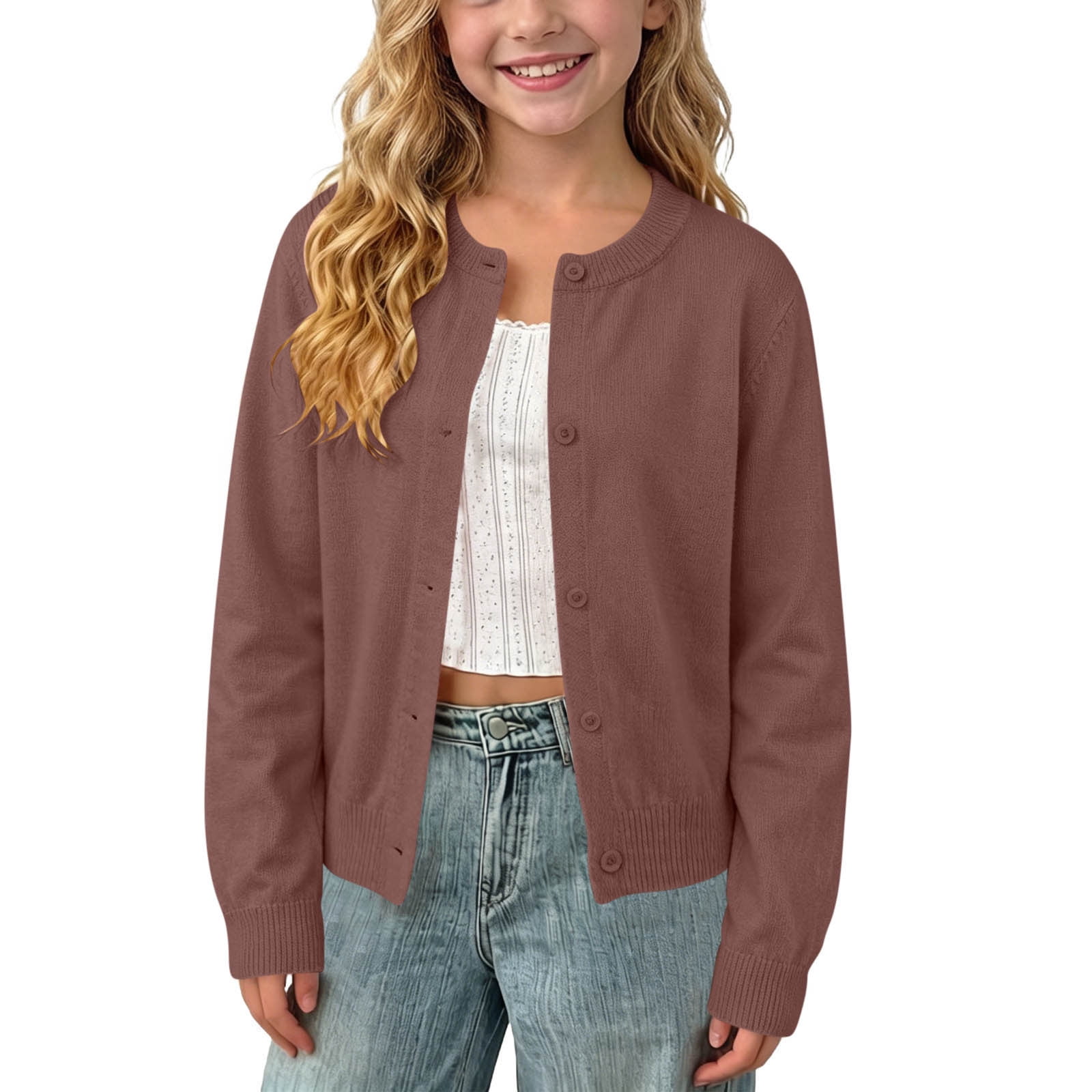 Boys Girls Knitted Cardigan Casual Preppy Stylish Sweater Outwear ...
