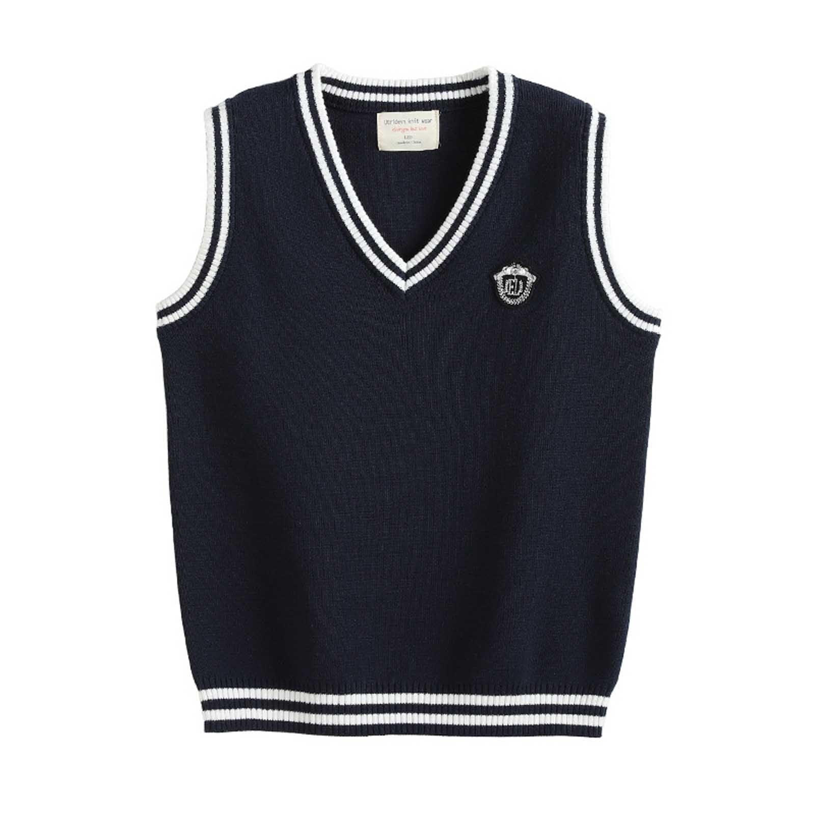Boys Girls Knitted Cotton Vest V Neck Sleeveless Lightweight Sweater ...