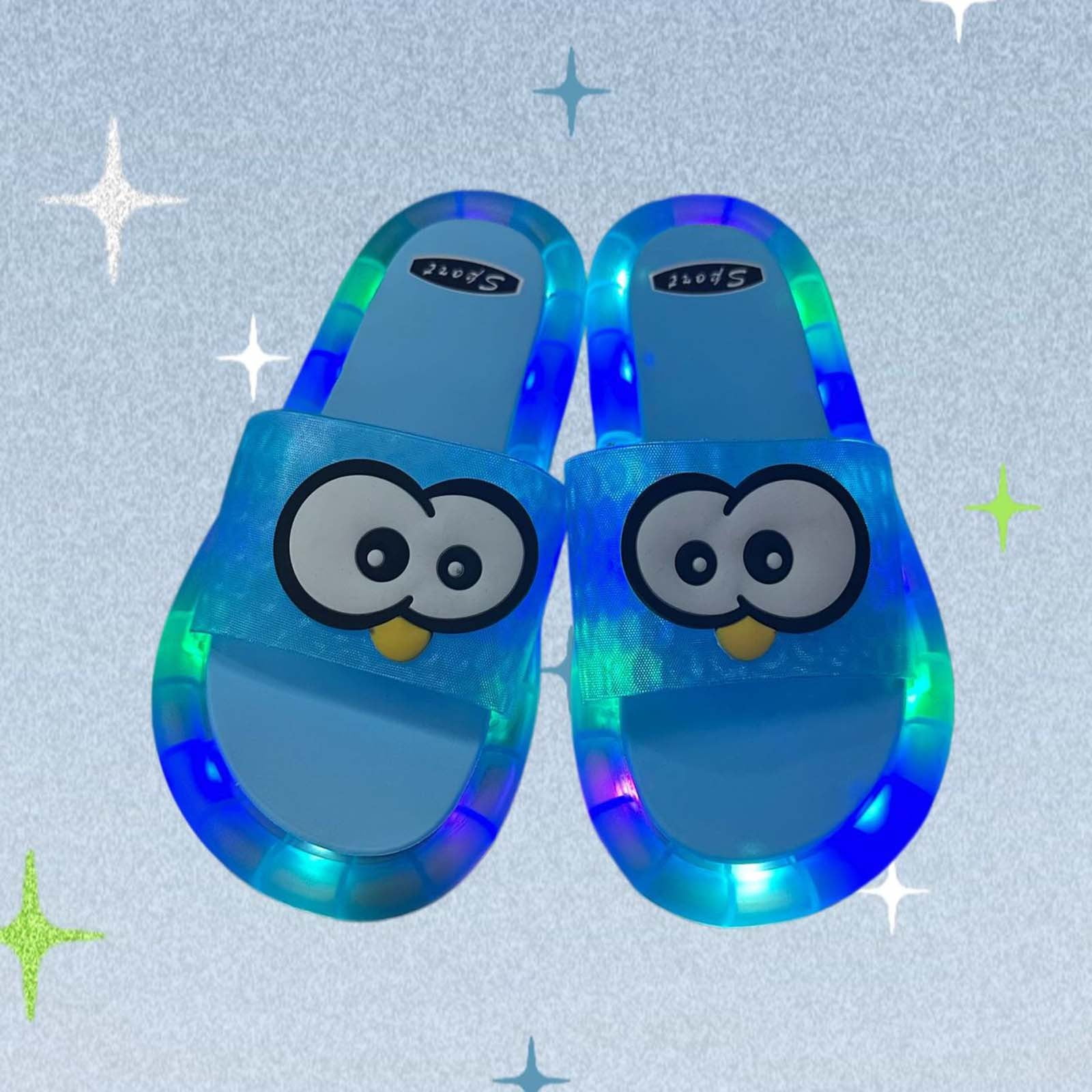 Boys Girls Light Up Slippers Motion Sensor LED Slides with Cartoon ...