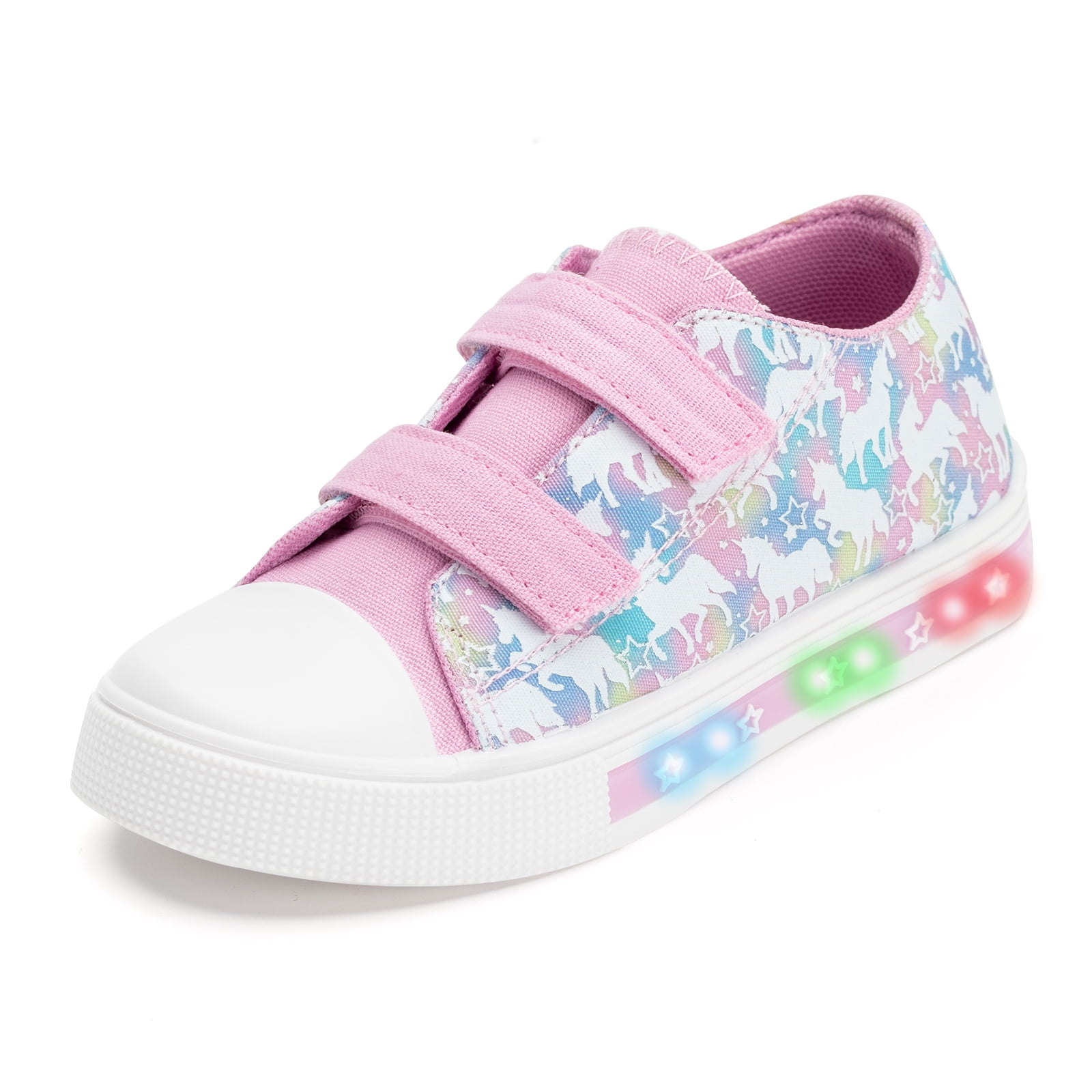 Boys Girls Light Up Sneakers Toddler Canvas Shoes Kids Easy Fasten ...