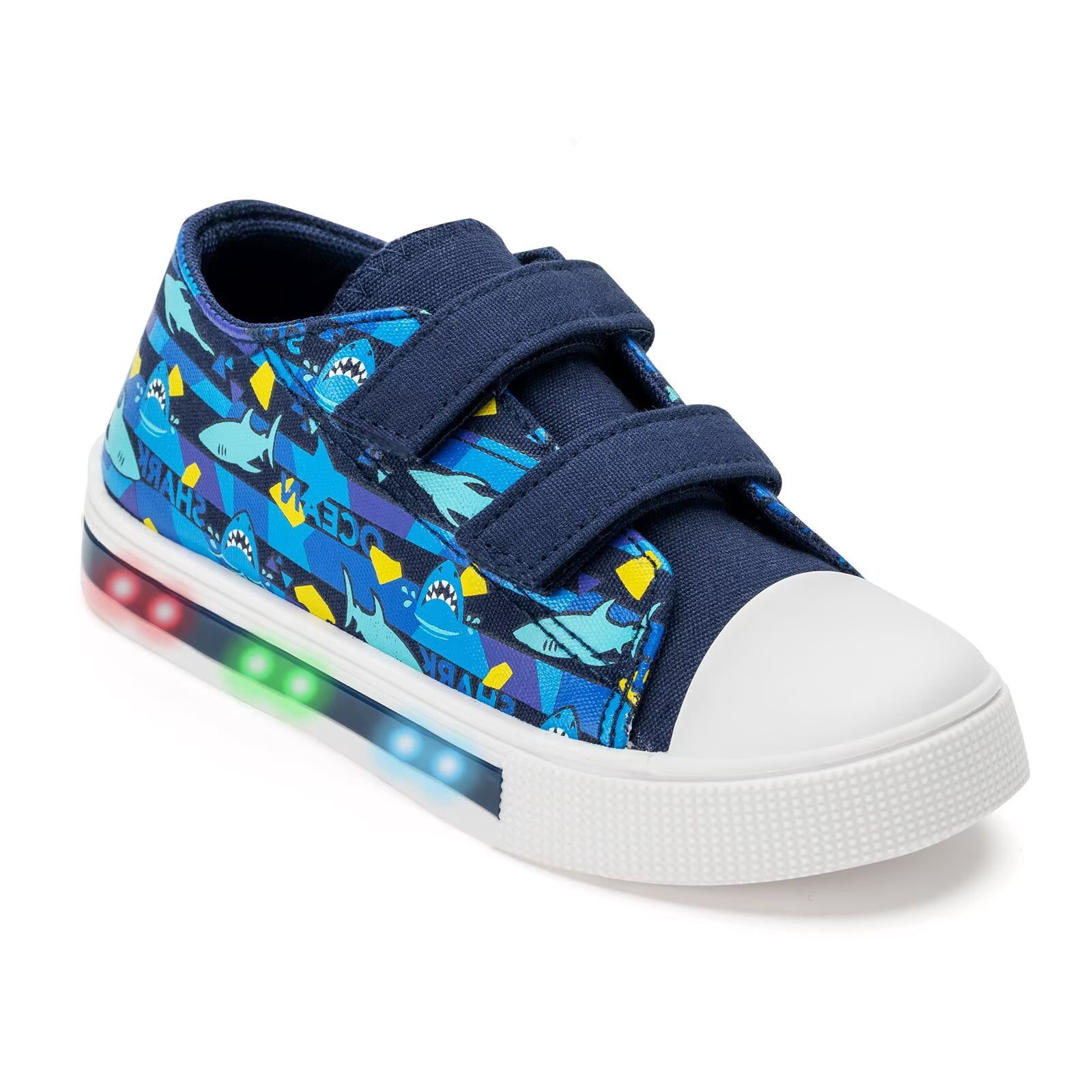 FUNCOO PLUS Kids Light Up Sneakers Toddler Boys Canvas Shoes, Ocean ...