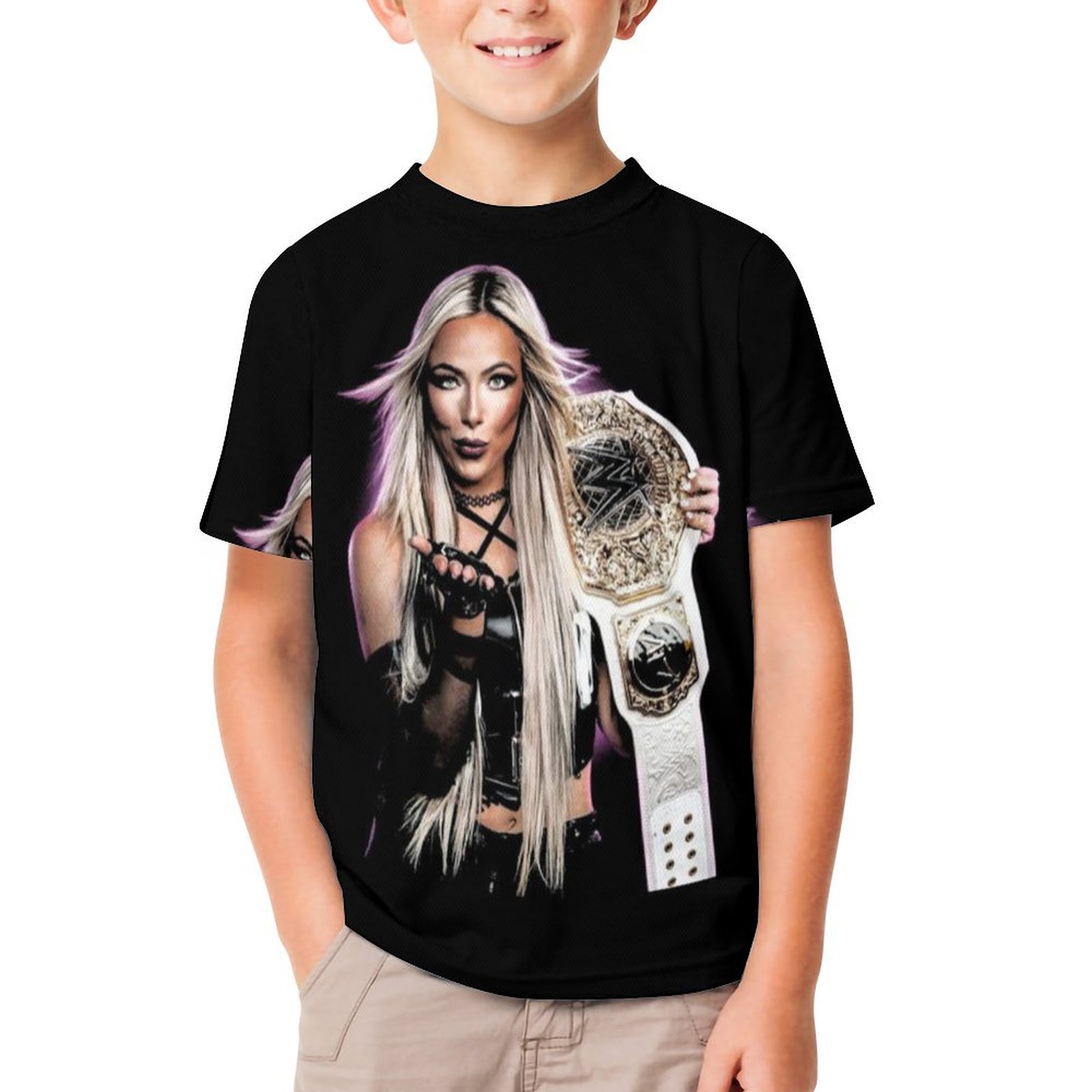 Boys Girls Liv Wres-Tler Mor-,ga T-Shirt 3D Graphic Crewneck Short ...