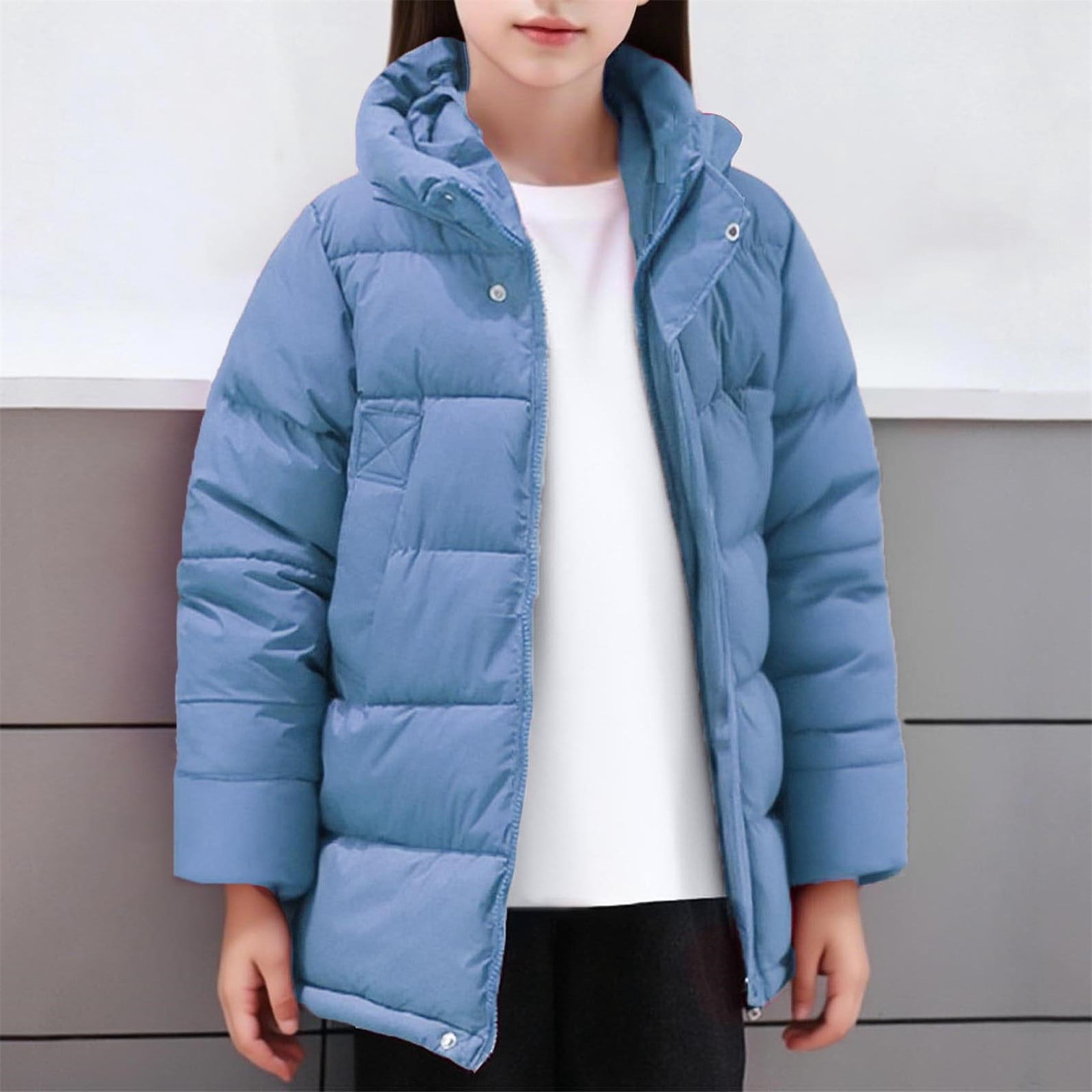 Boys Girls Long Lightweight Hooded Puffer Jacket Packable Autumn and ...