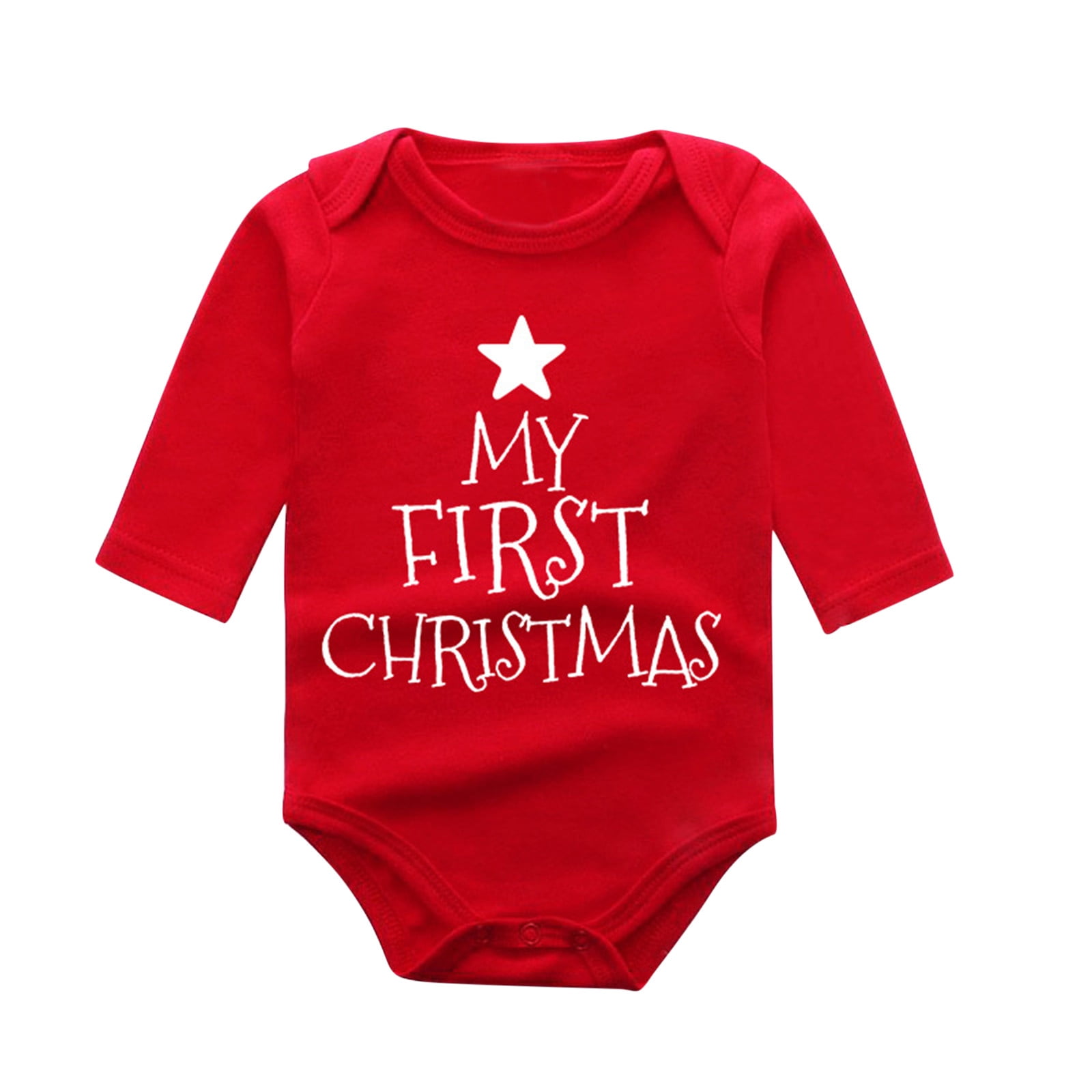 Boys Girls Long Sleeve Christmas Cartoon Letter Print Romper Bodysuit ...
