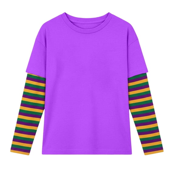 Boys Girls Long Sleeve Shirts Unisex Kids Mardi Gras Shirt Striped ...