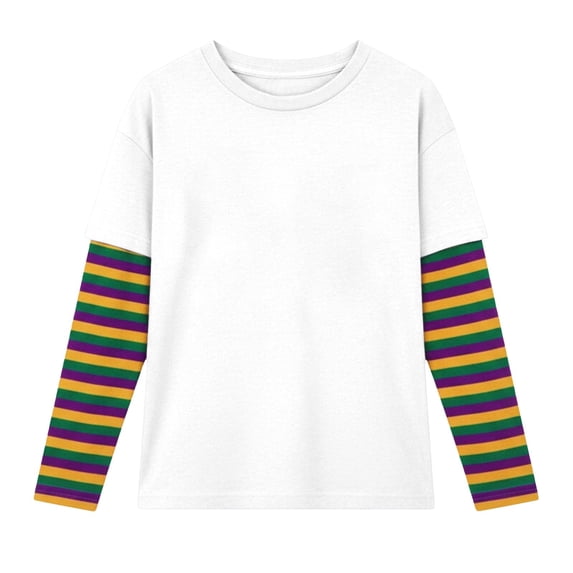 Boys Girls Long Sleeve Shirts Unisex Kids Mardi Gras Shirt Striped ...
