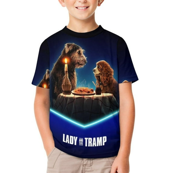 Boys Girls Lovely Dog The Tra-,m T-Shirt 3D Graphic Crewneck Short ...