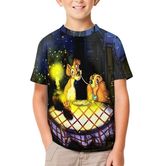 Boys Girls Lovely Dog The Tra-,m T-Shirt 3D Graphic Crewneck Short ...