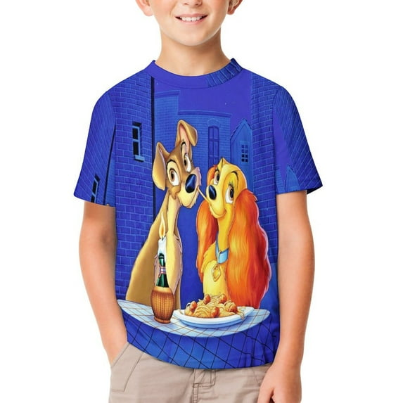 Boys Girls Lovely Dog The Tra-,m T-Shirt 3D Graphic Crewneck Short ...