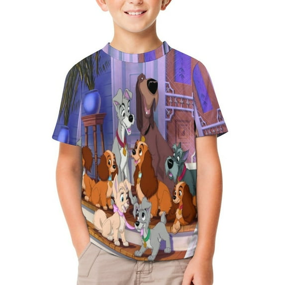 Boys Girls Lovely Dog The Tra-,m T-Shirt 3D Graphic Crewneck Short ...