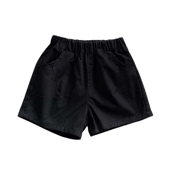 Boys Girls Mom-Approved Casual Shorts, Solid Color Elastic Waist ...