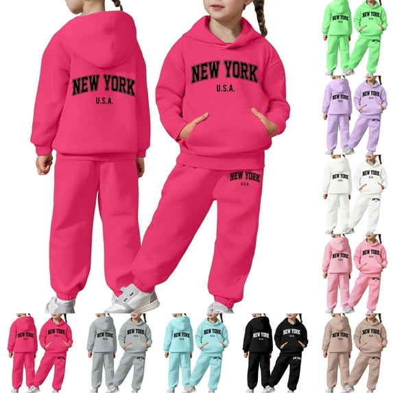 Boys & Girls New York Outfit - Matching Hooded Sweatshirt & Pants Set ...