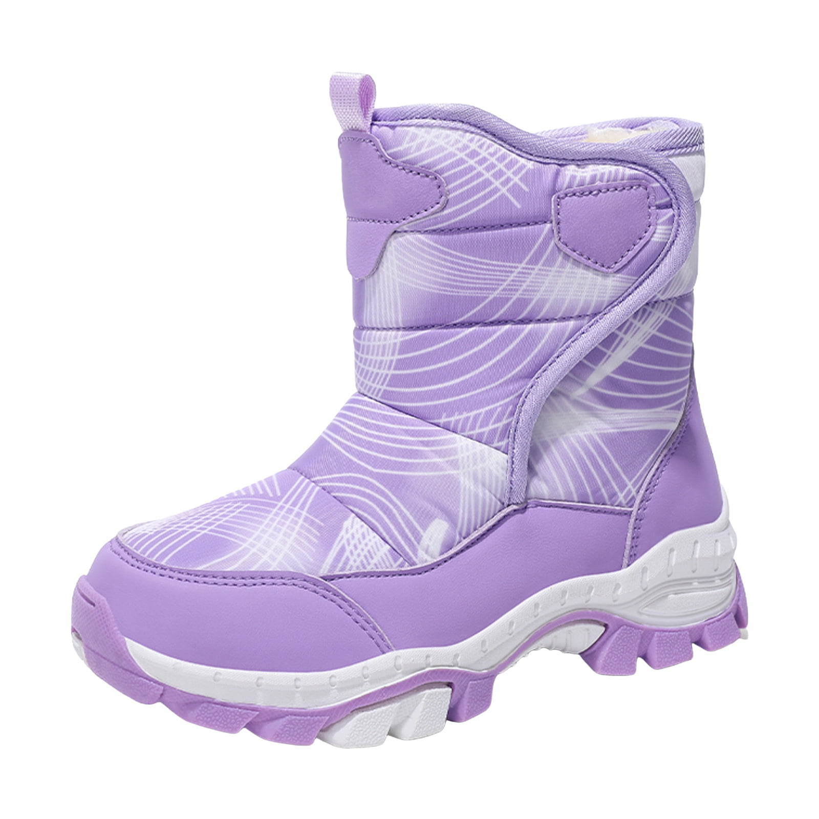 Boys Girls Non Slip Hiking Snow Boots Faux Furry Lined Waterproof Hook ...