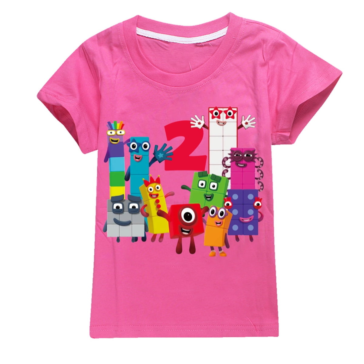 Boys Girls Number Block Anime Cartoon Graphics Printed Casual T-Shirts ...