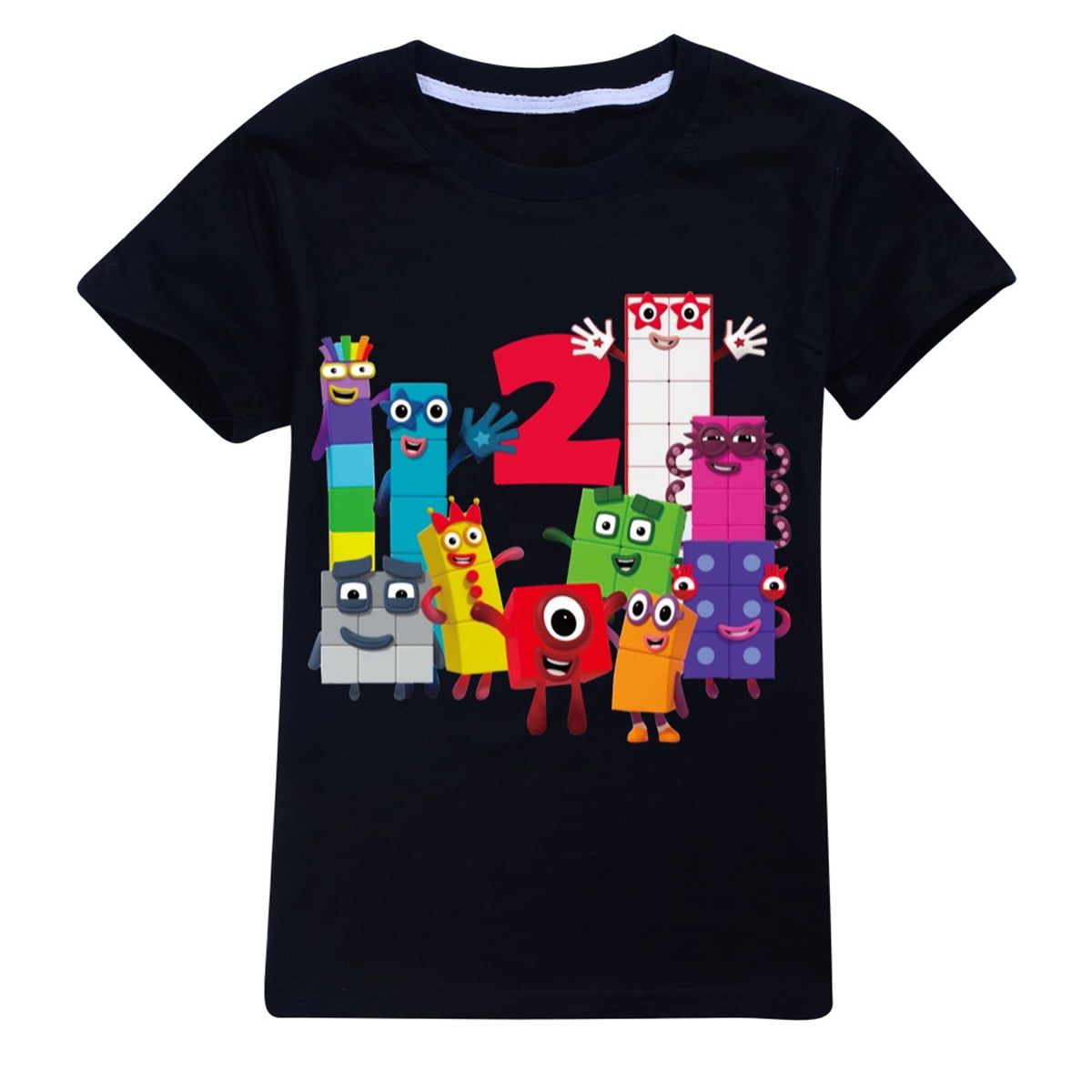 Boys Girls Number Block Anime Cartoon Graphics Printed Casual T-Shirts ...