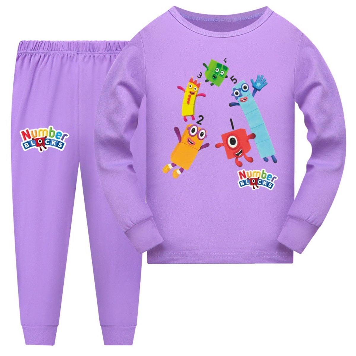 Boys Girls Number Block Anime Fans Cartoon Graphics Printed Pyjamas Set ...