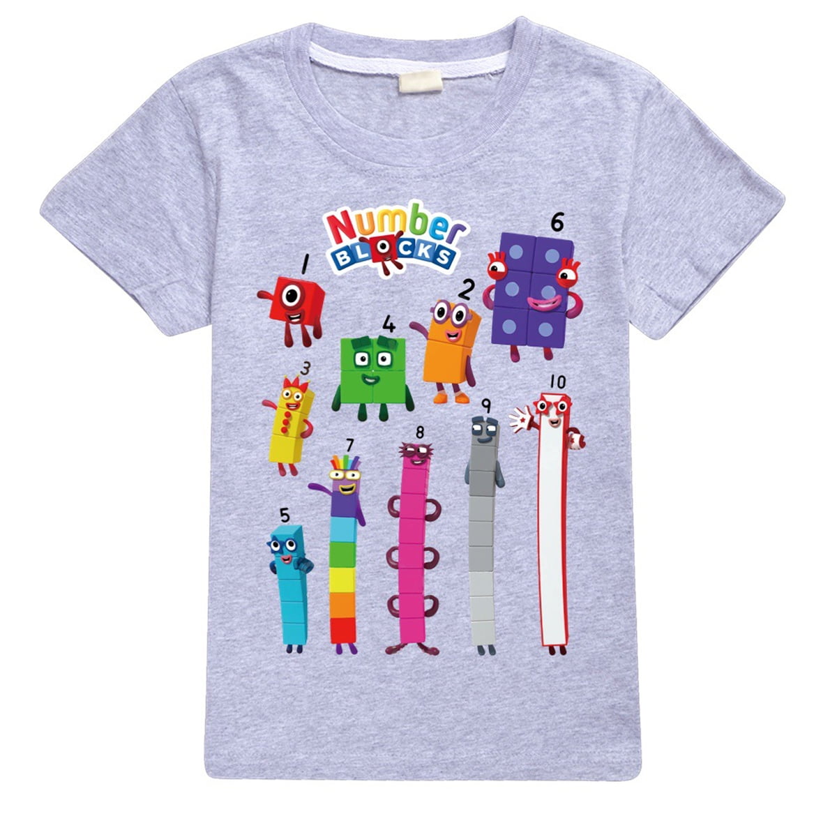 Boys Girls Number Block Cartoon Graphics Printed Casual Sport T-Shirts ...