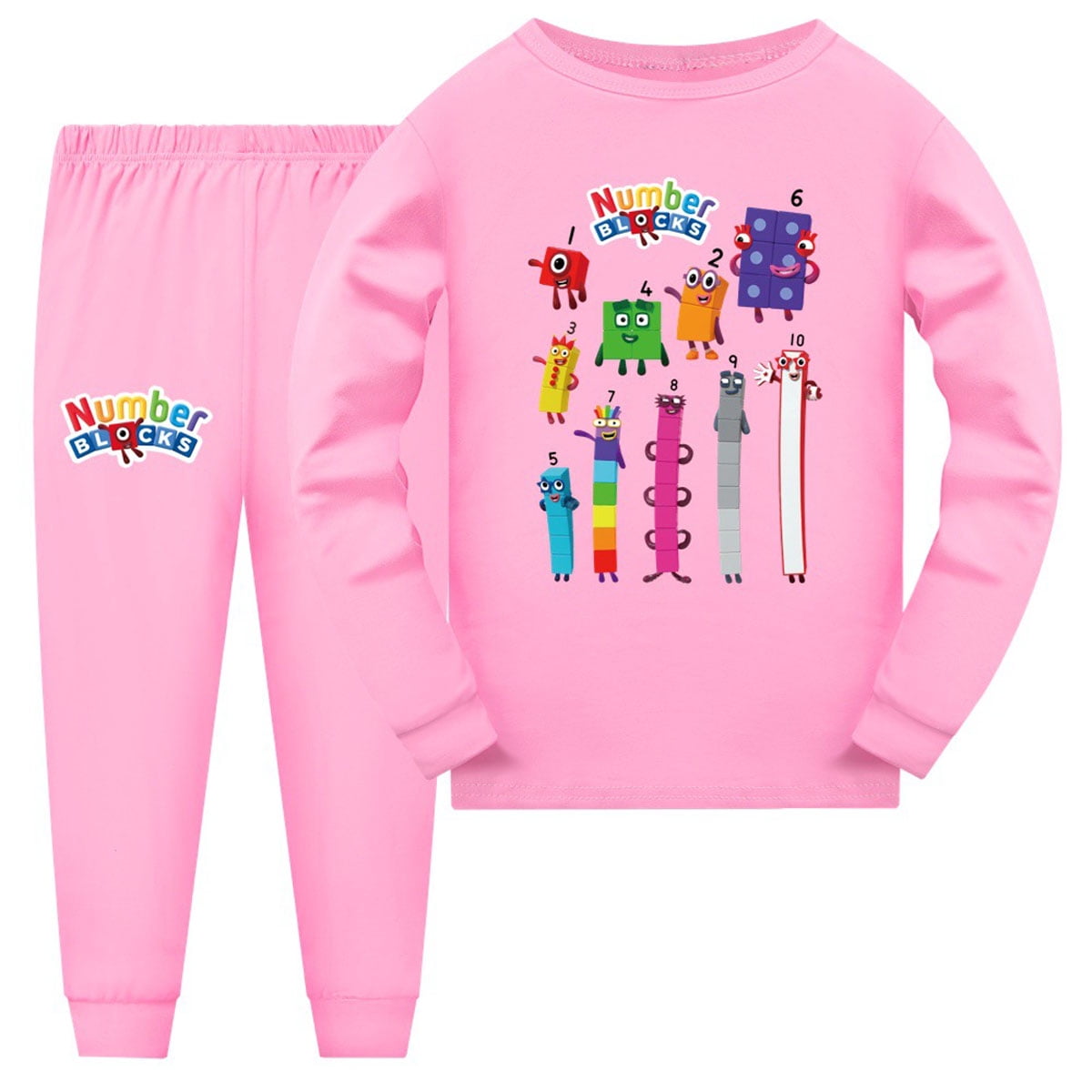 Boys Girls Number Block Fans 2-Piece Cartoon Graphics Printed Pyjamas ...