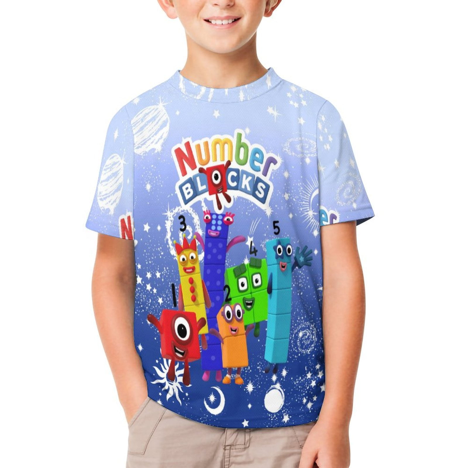 Boys Girls Number Cartoon Show Block T-Shirts 3D Graphic Shirts Kids ...