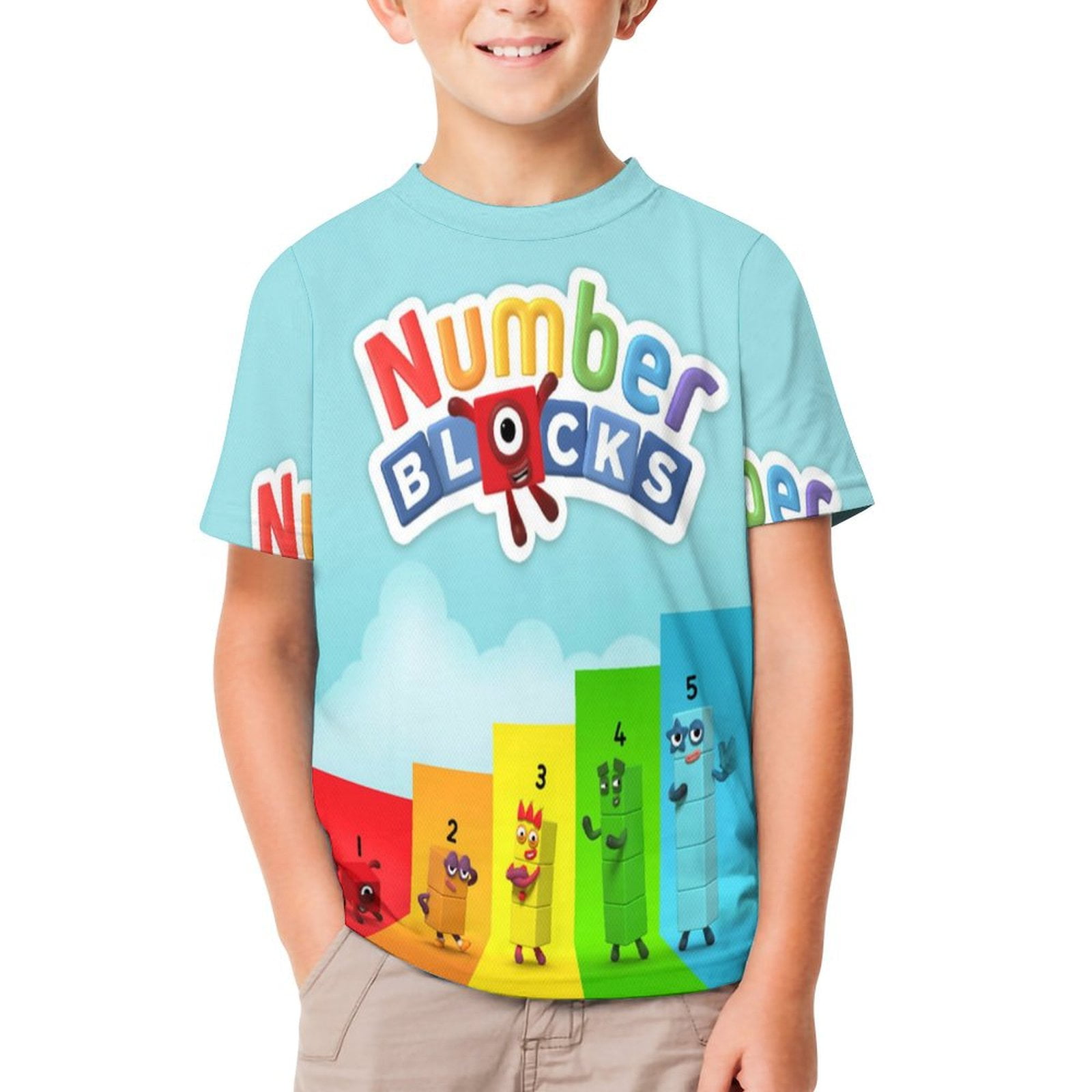 Boys Girls Number Cartoon Show Block T-Shirts 3D Graphic Shirts Kids ...