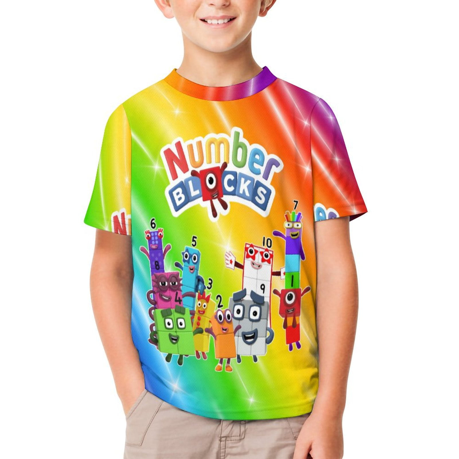 Boys Girls Number Cartoon Show Block T-Shirts 3D Graphic Shirts Kids ...