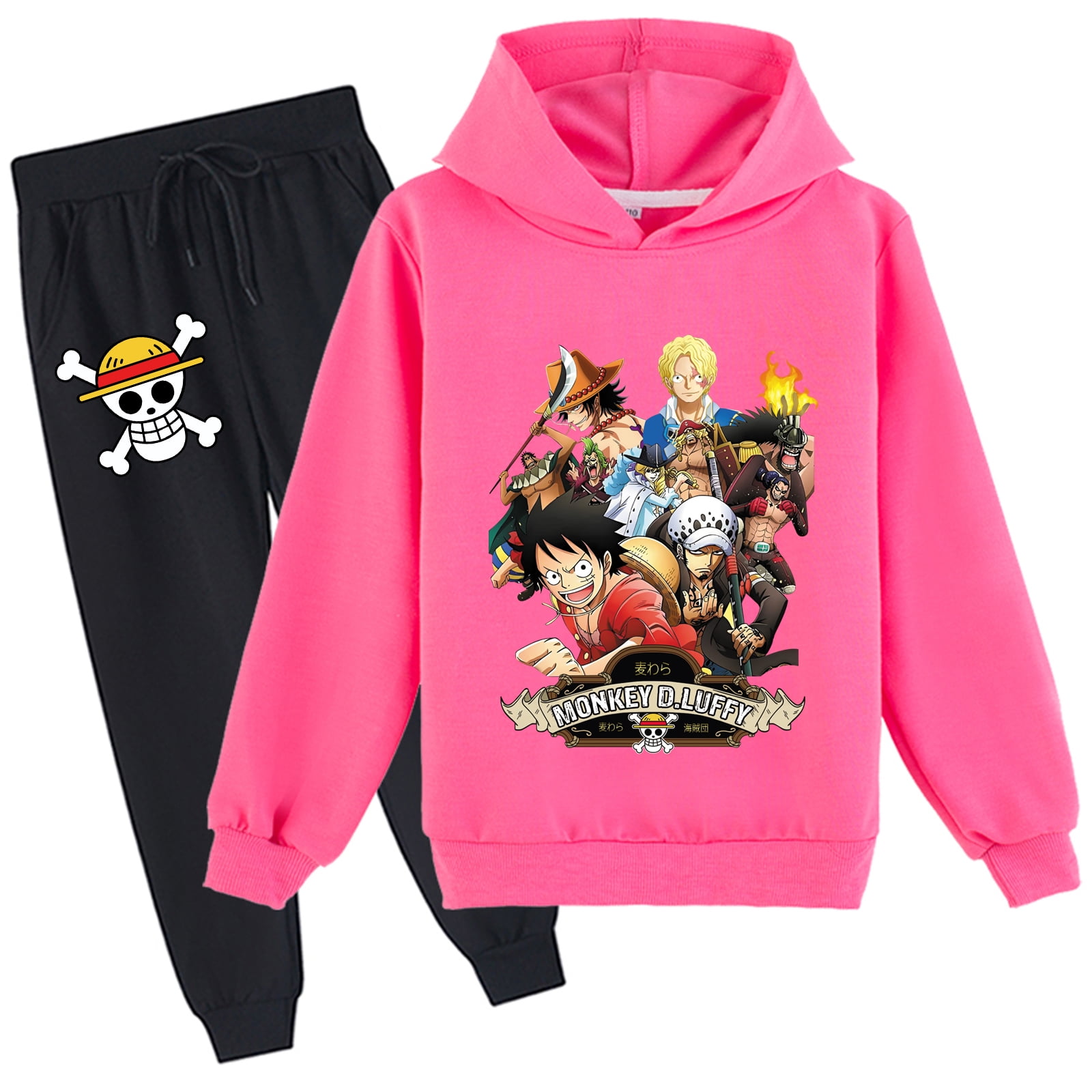 Boys Girls One Piece Graphic Pullover Sweatshirt with Hood Sweatpants 2 ...