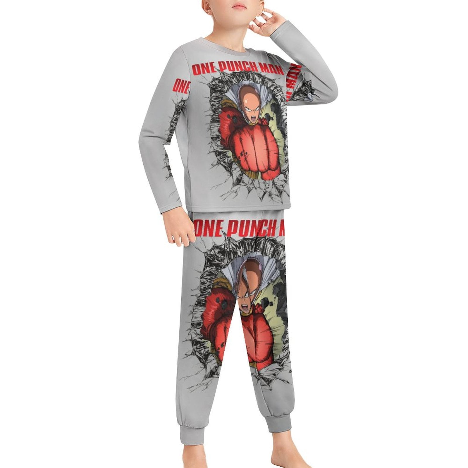 Boys Girls One Punch Man Costumes Kids Pajamas Set Tee Shirt Pants Set ...
