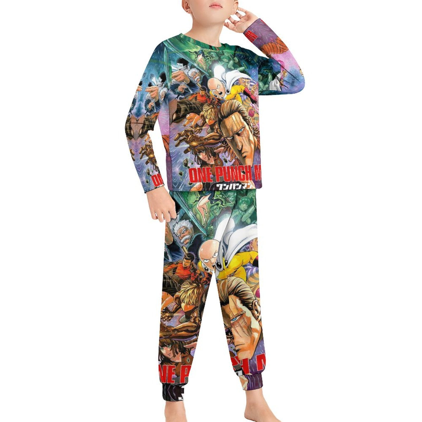Boys Girls One Punch Man Costumes Kids Pajamas Set Tee Shirt Pants Set ...