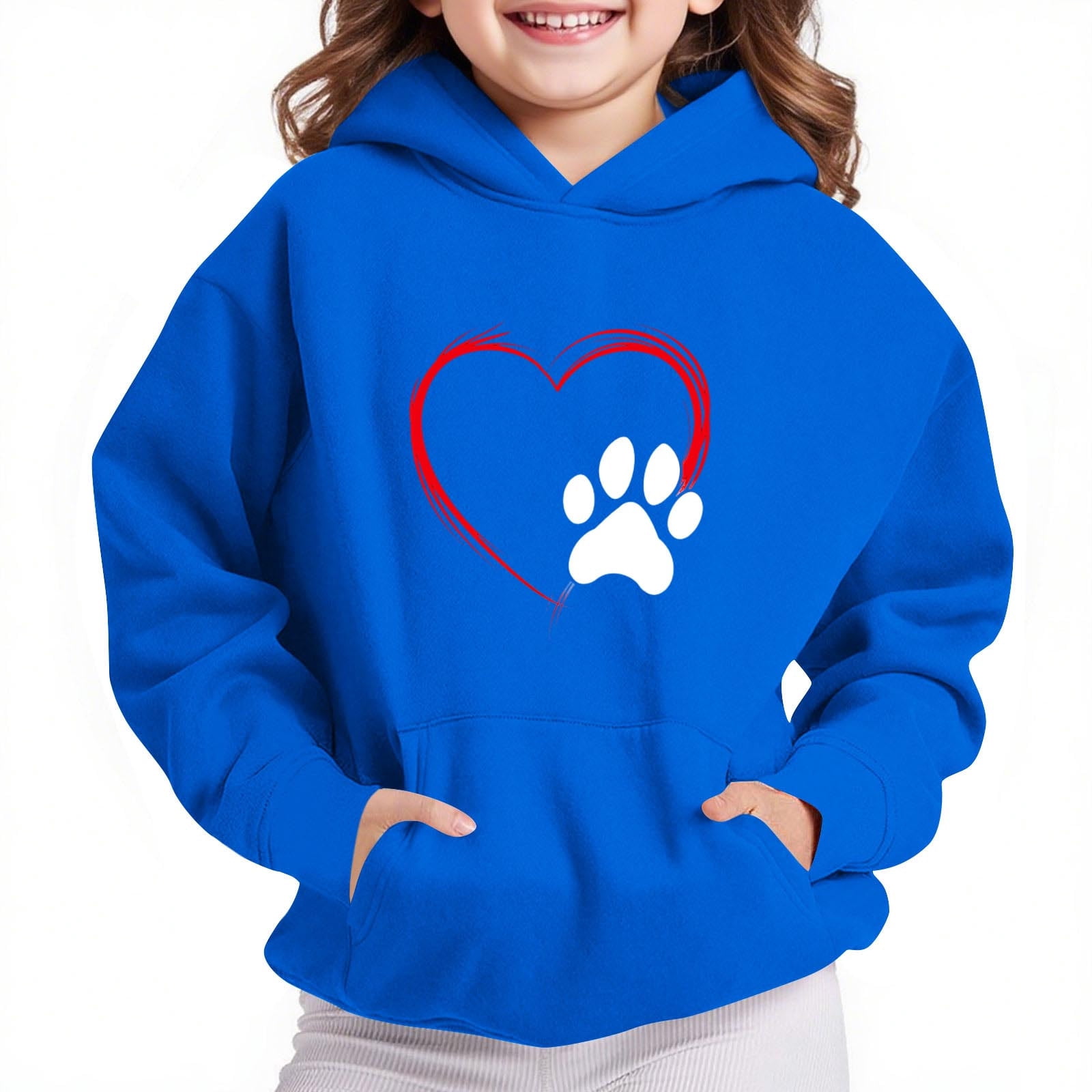 Boys Girls Oversized Pullover Hoodie with Heart Print Fall Winter ...