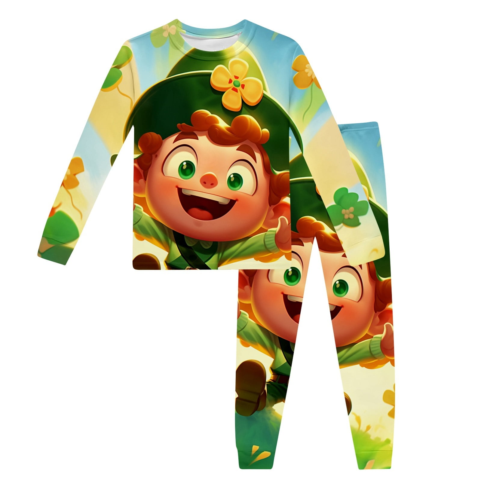 Boys Girls Pajama Sets St. Patrick's Day Lucky Irish Graphic Long ...