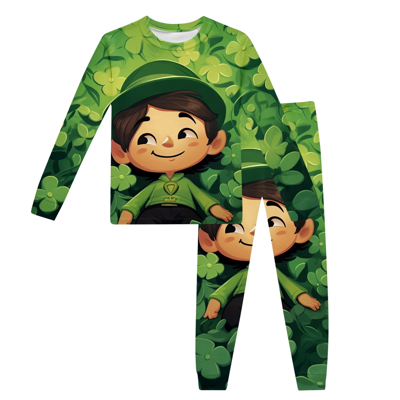 Boys Girls Pajama Sets St Patricks Day Lucky Irish Graphic Long Sleeve ...