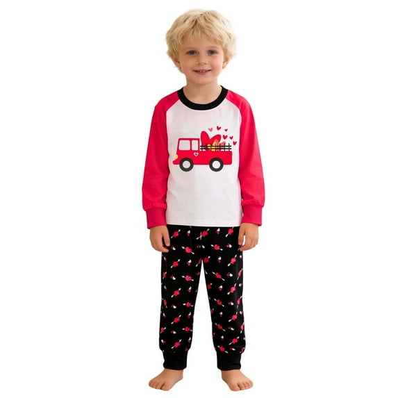 Boys Girls Pajama Sets Valentines Day Love Truck Print Sleepwear for ...