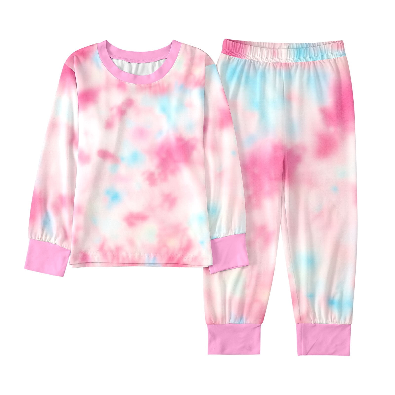 Boys Girls Pajamas Long Sleeve Sleepwear Trendy Navy Face Tie Dye ...
